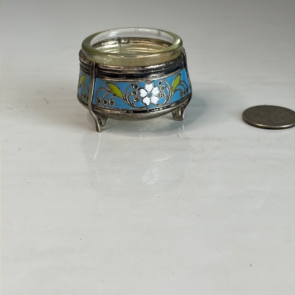 Accents | Russian Cloisonn Salt Cellar Silver 71mmet With Glass Insert ...